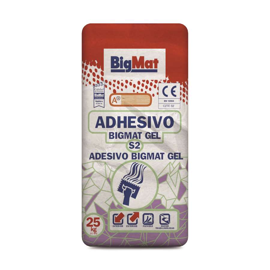 BIGMAT ADHESIVO FLEXIBLE GEL BLANCO 25 KG C2 TE S2