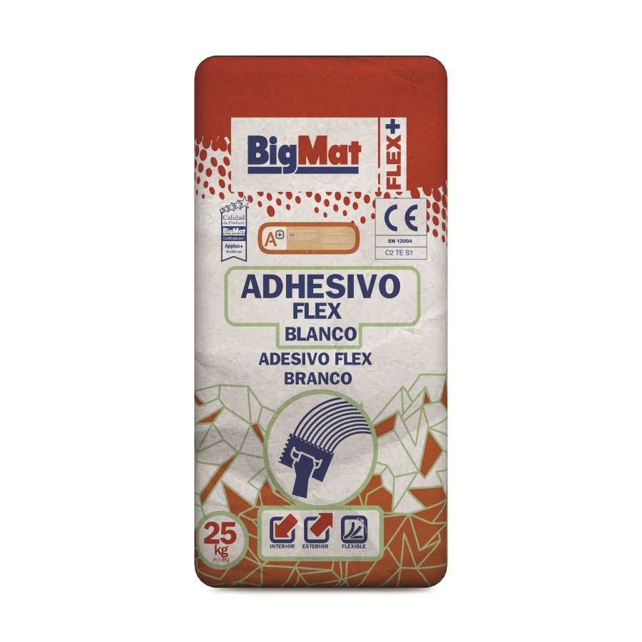 BIGMAT ADHESIVO FLEXIBLE DEFORMABLE BLANCO 25 KG C2 TE S1