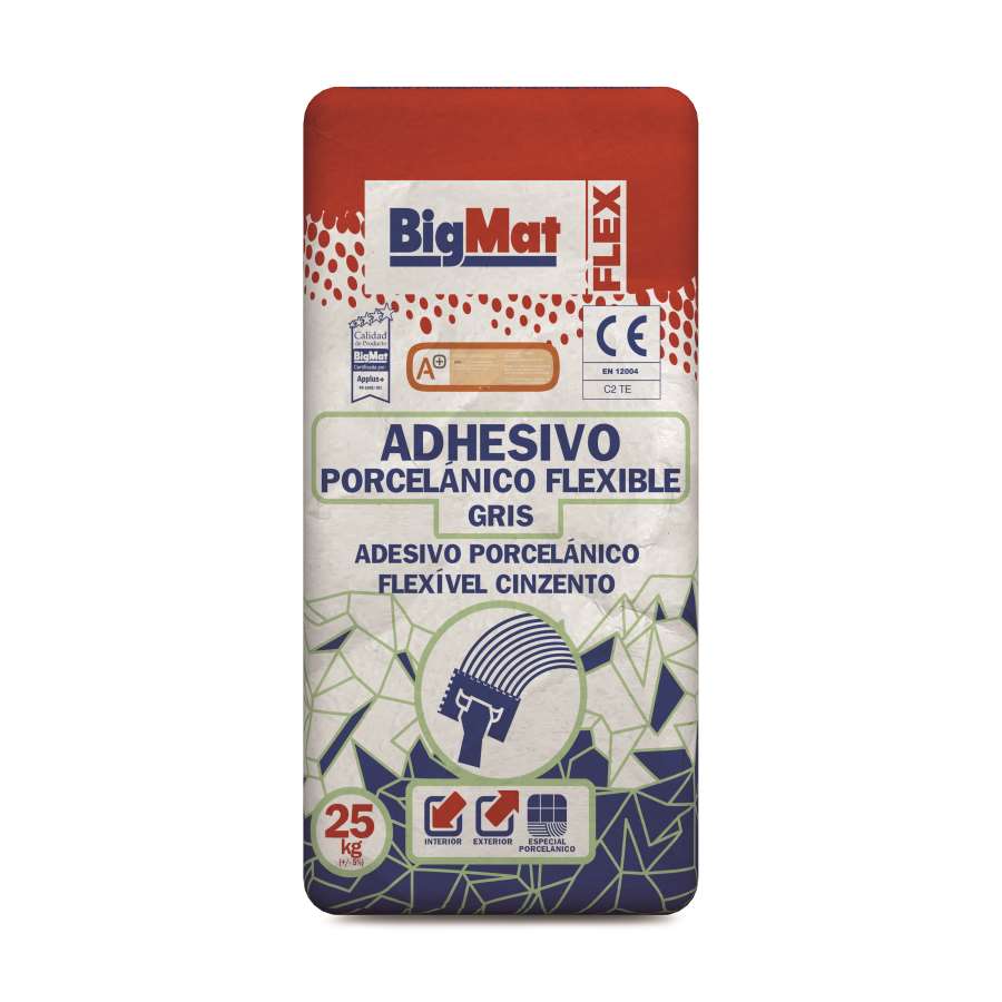 BIGMAT ADHESIVO ESPECIAL PORCELÁNICO GRIS 25 KG C2 TE